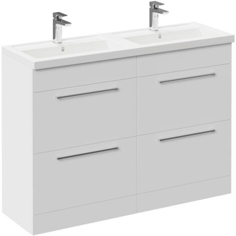 Napoli Gloss White 1200mm Floor Standing Vanity Unit with Polymarble ...