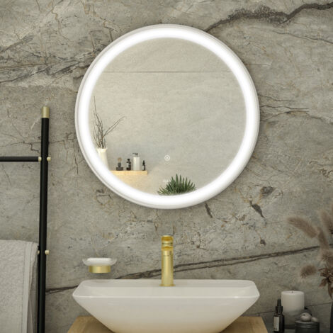 RAK Picture Chrome 800mm x 800mm Round Illuminated LED Mirror ...