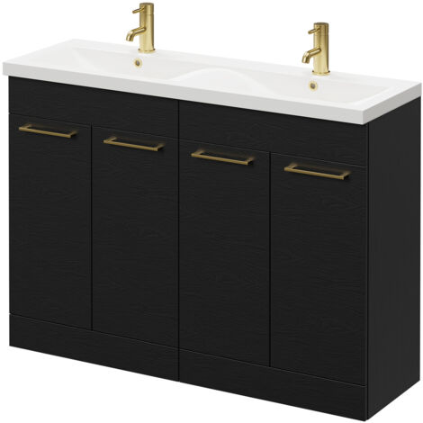 Napoli Nero Oak 1200mm Floor Standing Vanity Unit with Ceramic Double ...