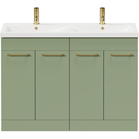 Napoli Olive Green 1200mm Floor Standing Vanity Unit with Ceramic ...