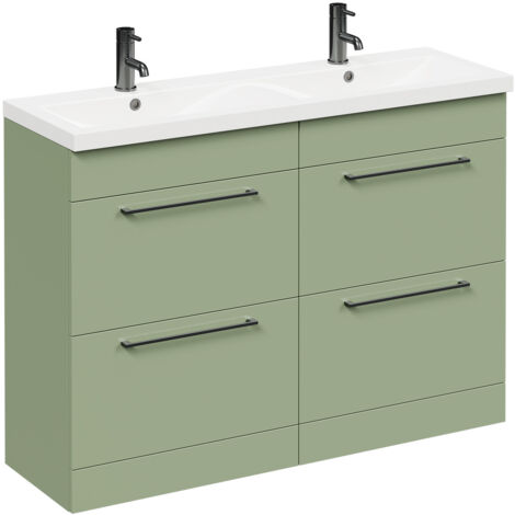 Napoli Olive Green 1200mm Floor Standing Vanity Unit with Ceramic ...