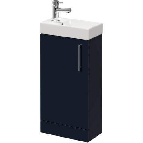 Napoli Compact Deep Blue 400mm Floor Standing Vanity Unit with 1 Tap ...
