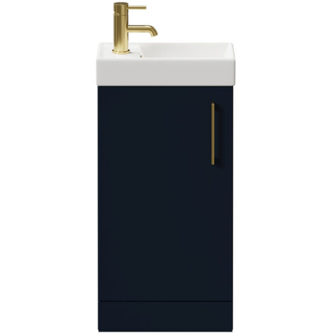 Napoli Compact Deep Blue 400mm Floor Standing Vanity Unit with 1 Tap ...