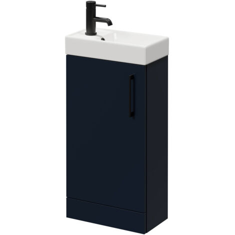 Napoli Compact Deep Blue 400mm Floor Standing Vanity Unit with 1 Tap ...