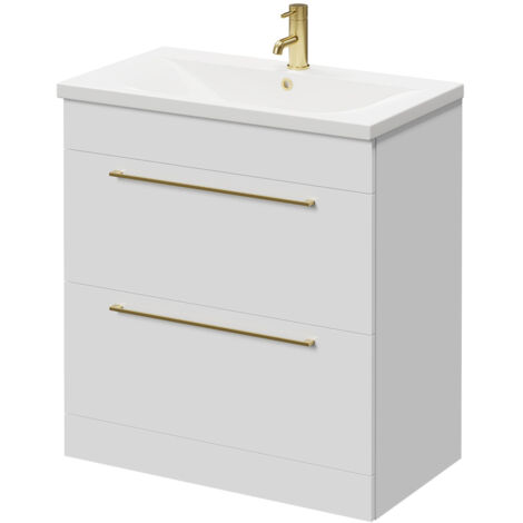 Napoli Gloss White 800mm Floor Standing Vanity Unit with 1 Tap Hole ...