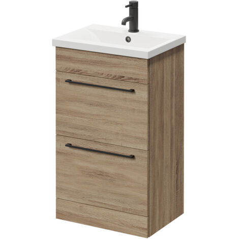 Napoli Bordalino Oak 500mm Floor Standing Vanity Unit with 1 Tap Hole ...