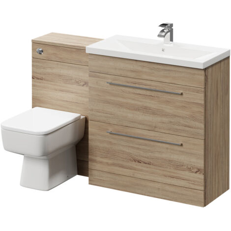 Napoli 390 Bordalino Oak 1300mm Vanity Unit Toilet Suite with 1 Tap ...