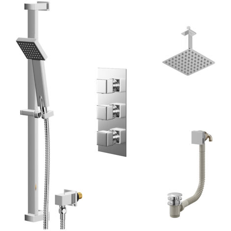 Wholesale Domestic Cubix Polished Chrome Concealed Triple Thermostatic ...
