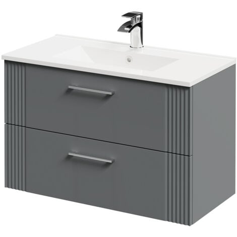 Wholesale Domestic Avant Satin Grey 800mm Wall Mounted Vanity Unit with ...
