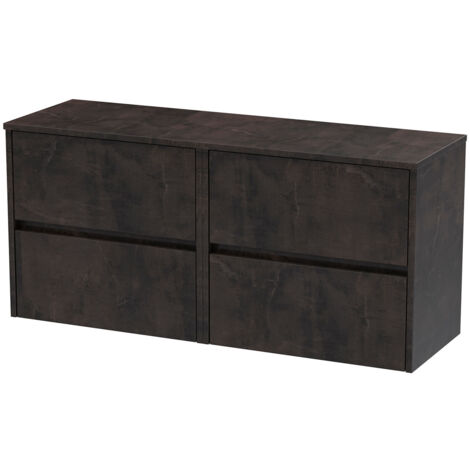 Nuie Havana Matt Metallic Slate 1200mm Wall Hung 4 Drawer Vanity Unit ...