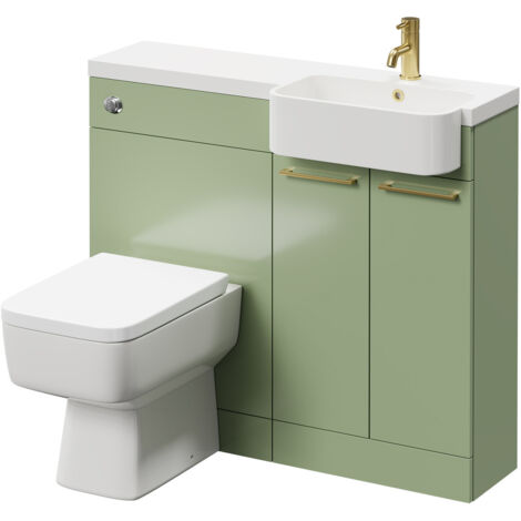 Napoli Combination Olive Green 1000mm Vanity Unit Toilet Suite with ...