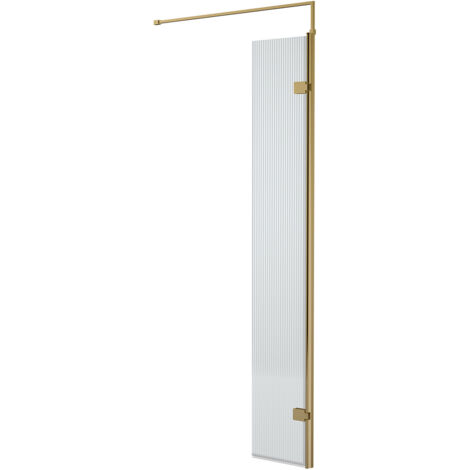 Nuie 300mm x 1850mm Fluted Wetroom Hinged Return Screen with Brushed ...