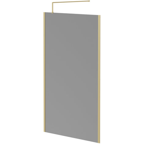 Colore 8mm Smoked Glass Brushed Brass 1950mm x 1200mm Walk In Shower ...