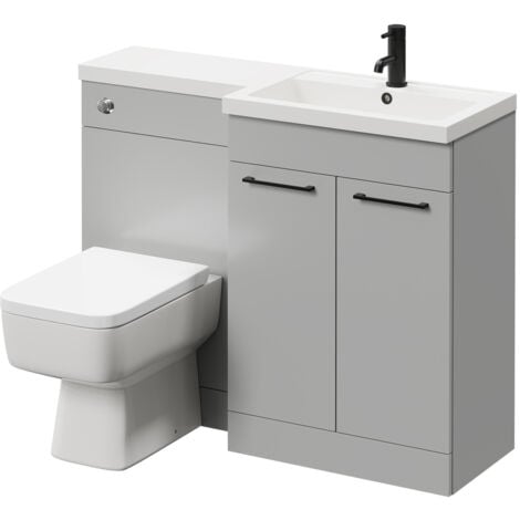 Napoli 390 Combination Gloss Grey Pearl 1100mm Vanity Unit Toilet Suite ...
