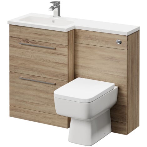 Napoli 390 Combination Bordalino Oak 1100mm Vanity Unit Toilet Suite ...