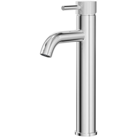 Colore Round Polished Chrome High Rise Mono Basin Mixer with Fully ...