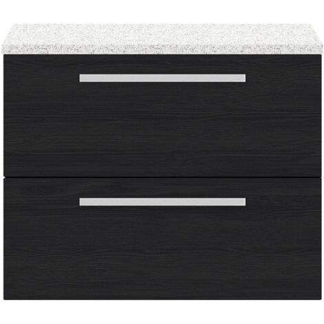 Hudson Reed Quartet Charcoal Black 720mm Wall Hung 2 Drawer Vanity Unit ...