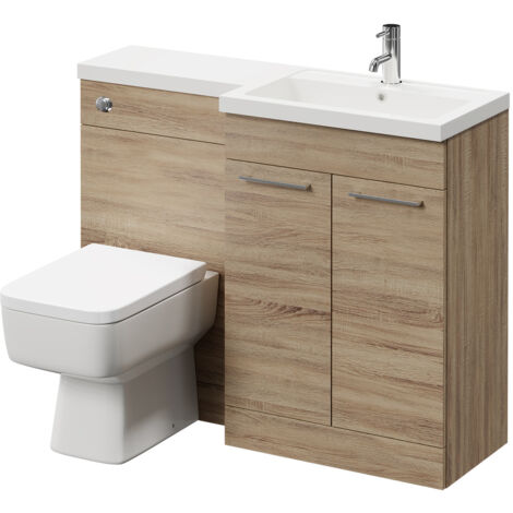 Napoli 390 Combination Bordalino Oak 1100mm Vanity Unit Toilet Suite ...