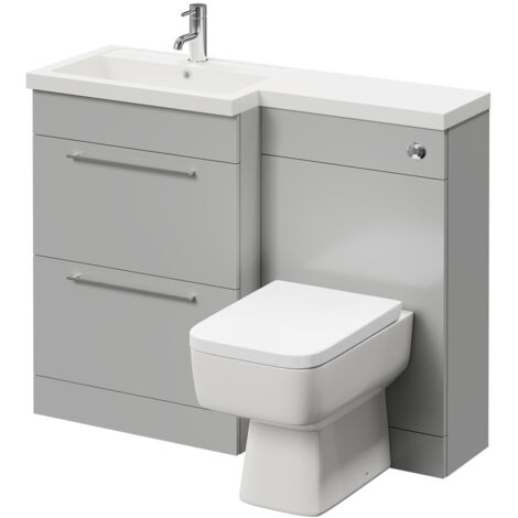 Napoli 390 Combination Gloss Grey Pearl 1100mm Vanity Unit Toilet Suite ...
