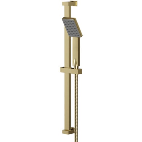 Colore Square Brushed Brass Shower Slide Rail Kit
