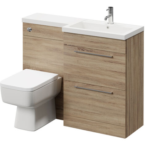 Napoli 390 Combination Bordalino Oak 1100mm Vanity Unit Toilet Suite ...