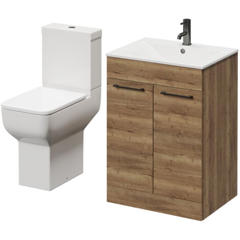 Napoli Tobacco Oak 600mm Vanity Unit and Toilet Suite including Tacoma ...