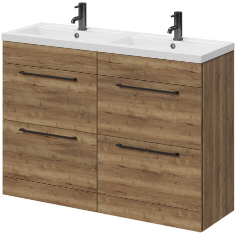 Napoli Tobacco Oak 1200mm Floor Standing Vanity Unit with Polymarble ...