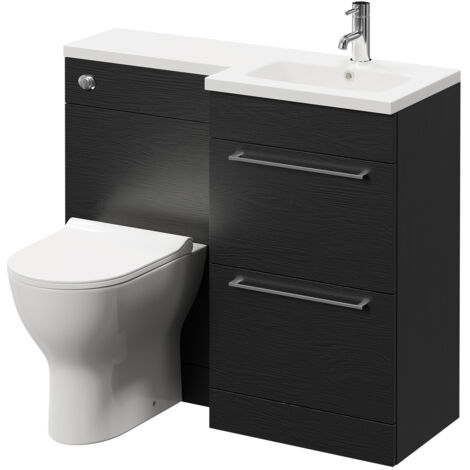 Napoli Combination Nero Oak 1000mm Vanity Unit Toilet Suite with Right ...