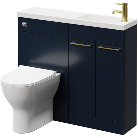 Napoli Combination Deep Blue 1000mm Vanity Unit Toilet Suite with ...