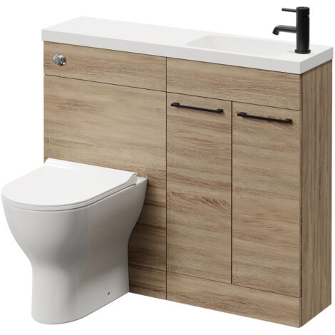 Napoli Combination Bordalino Oak 1000mm Vanity Unit Toilet Suite with ...