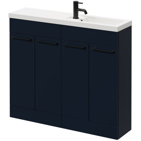 Napoli Combination Deep Blue 1000mm Floor Standing Vanity Unit with ...
