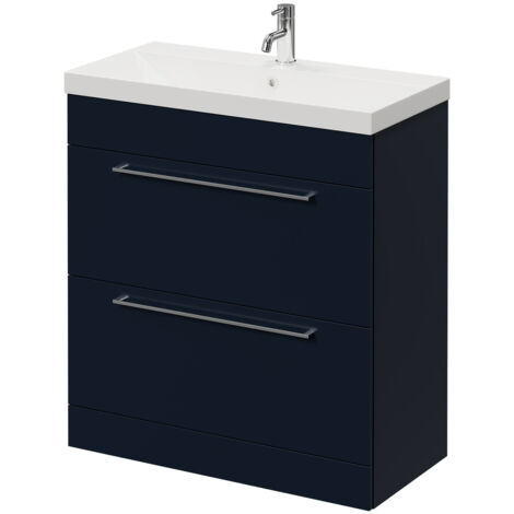 Napoli Deep Blue 800mm Floor Standing Vanity Unit with 1 Tap Hole Slim ...