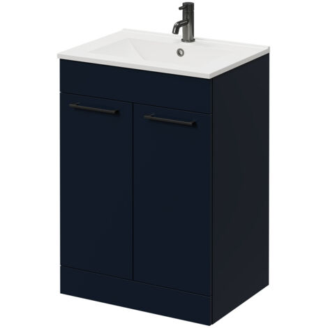 Napoli Deep Blue 600mm Floor Standing Vanity Unit with 1 Tap Hole ...