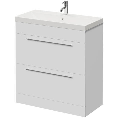 Napoli Gloss White 800mm Floor Standing Vanity Unit with 1 Tap Hole ...