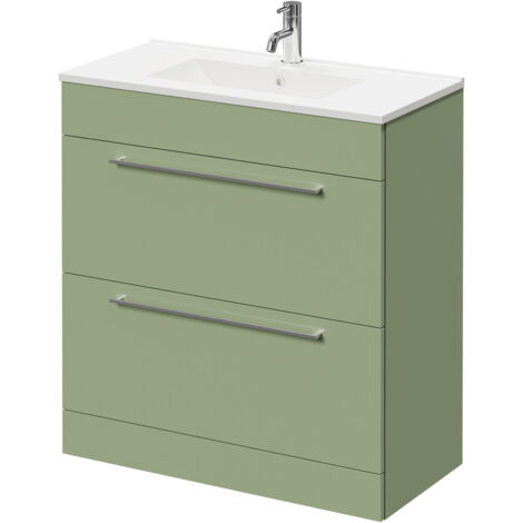 Napoli Olive Green 800mm Floor Standing Vanity Unit with 1 Tap Hole ...