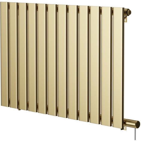 Hudson Colore Brushed Brass 600mm x 908mm Horizontal Electric Single ...