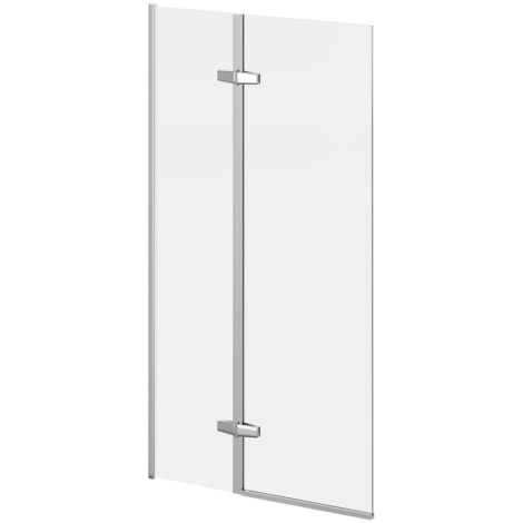 Polished Chrome 745mm Centre Hinged Square Corner Bath Shower Screen