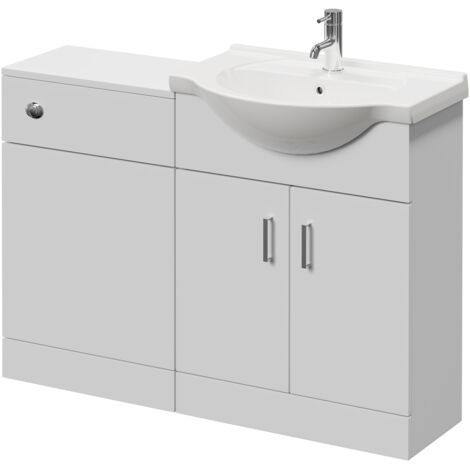 Alexander James Gloss White 1150mm 2 Door Vanity Unit Toilet Suite ...