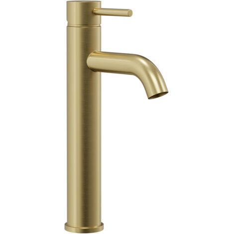 Colore Round Brushed Brass High Rise Mono Mixer Tap