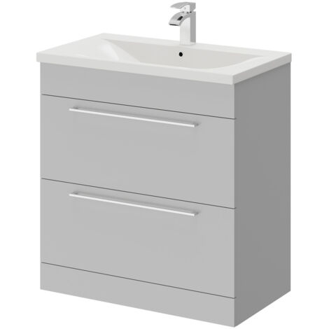 Napoli Gloss Grey Pearl 800mm Floor Standing Vanity Unit with 1 Tap ...
