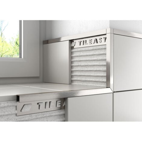Tileasy Stainless Steel Effect 12mm Boxed Metal Tile Trim - SBT12
