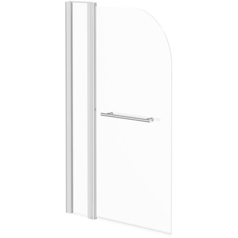 Polished Chrome 985mm Extended Rounded Corner Bath Shower Screen with ...