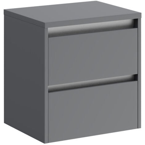 City Gloss Grey 500mm Wall Mounted 2 Drawer Storage Unit