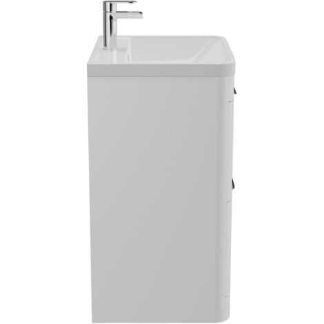 Oslo Gloss White 600mm Floor Standing 2 Drawer Vanity Unit and ...