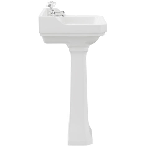 Windsor Traditional 500mm Basin with 2 Tap Holes and Full Pedestal