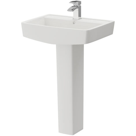 Wholesale Domestic Paulo 600mm Basin with 1 Tap Hole and Full Pedestal