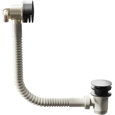 Colore Matt Black Free Flow Bath Filler with Push Waste and Overflow