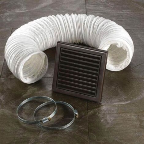 HiB Brown Fixed Grille 3m Flexible Ducting Extractor Fan Accessory Kit ...