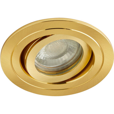 Colore Round Satin Brass IP65 35W Tiltable Bathroom Downlight