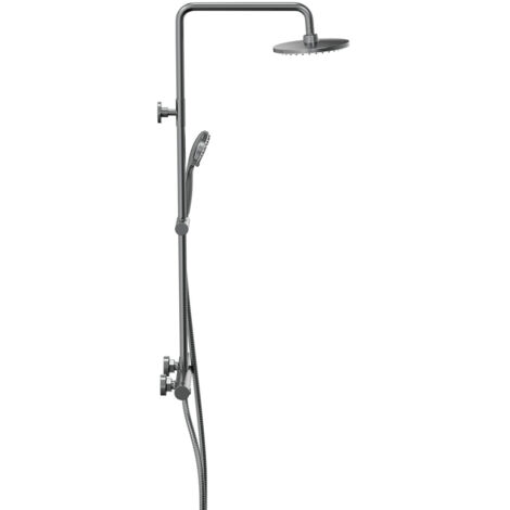 Colore Round Gunmetal Grey Thermostatic Rigid Riser Kit and Handset ...